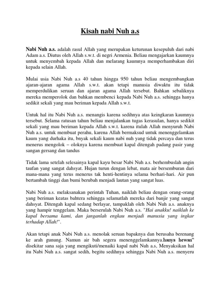 Kisah Nabi Nuh: Dakwah dan Mukjizat | PDF | Agama & Spiritualitas