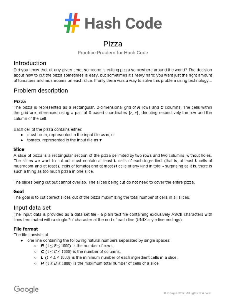 Pizza - Google Hashcode | PDF | Data | Computer Programming