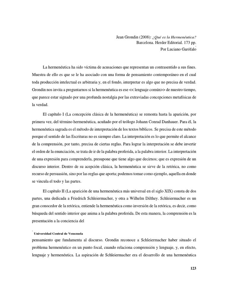 Jean Grondin | Descargar gratis PDF | Hermenéutica | Martin Heidegger