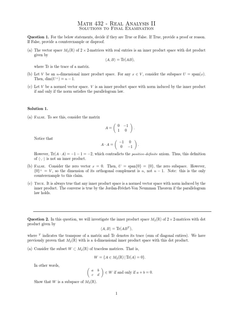 Solutions Linear Algebra. | PDF | Matrix (Mathematics) | Basis (Linear Algebra)