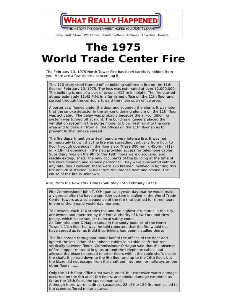 The 1975 World Trade Center Fire Whatreallyhappened - Com PDF | PDF ...