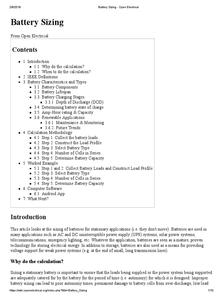 Battery Sizing | PDF | Battery (Electricity) | Battery Charger