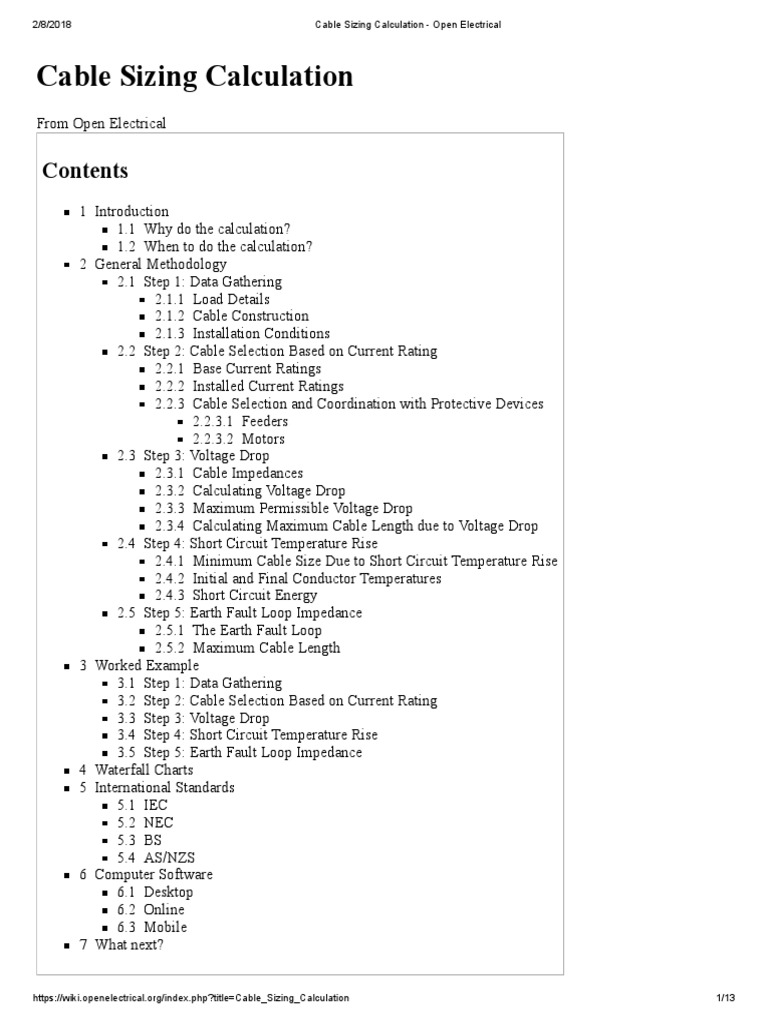 Cable Sizing Calculation | PDF | Coaxial Cable | Electrical Impedance