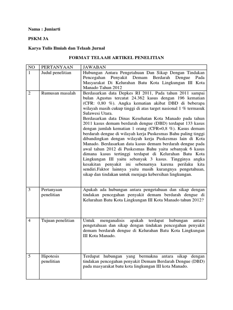 Format Telaah Artikel Penelitian (Repaired) | PDF