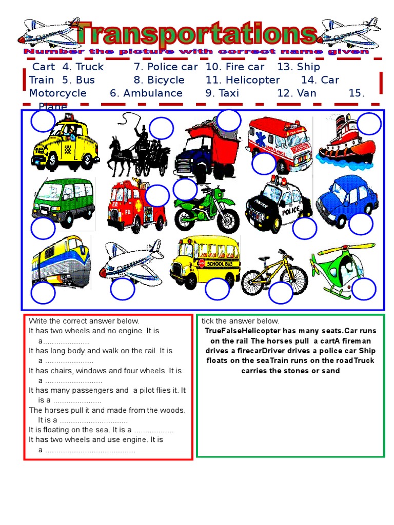 Transportation Picture Description Exercises - 59542 | PDF