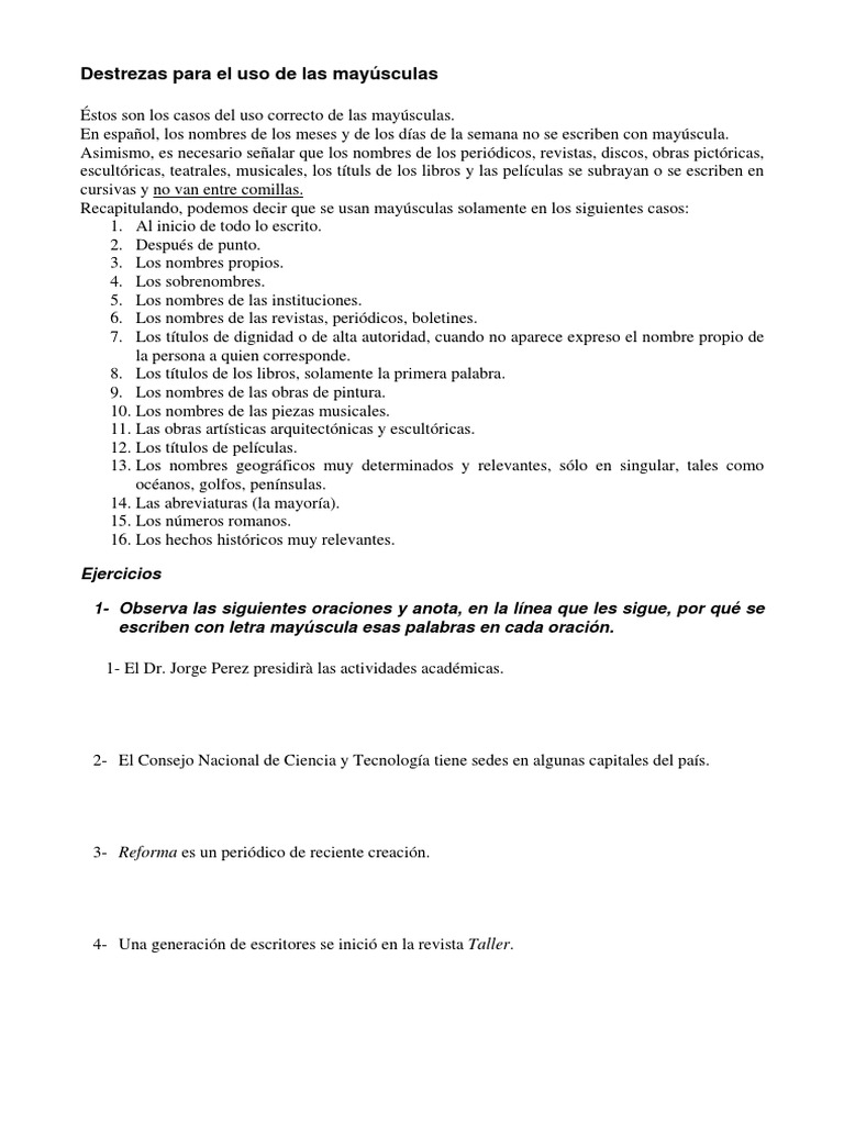 Uso correcto de las mayúsculas en español | PDF