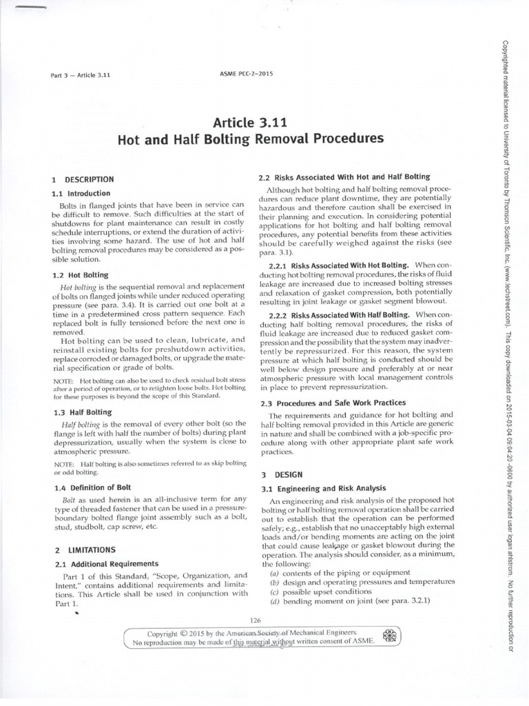 Hot Bolting-Half Bolting Procedure | PDF