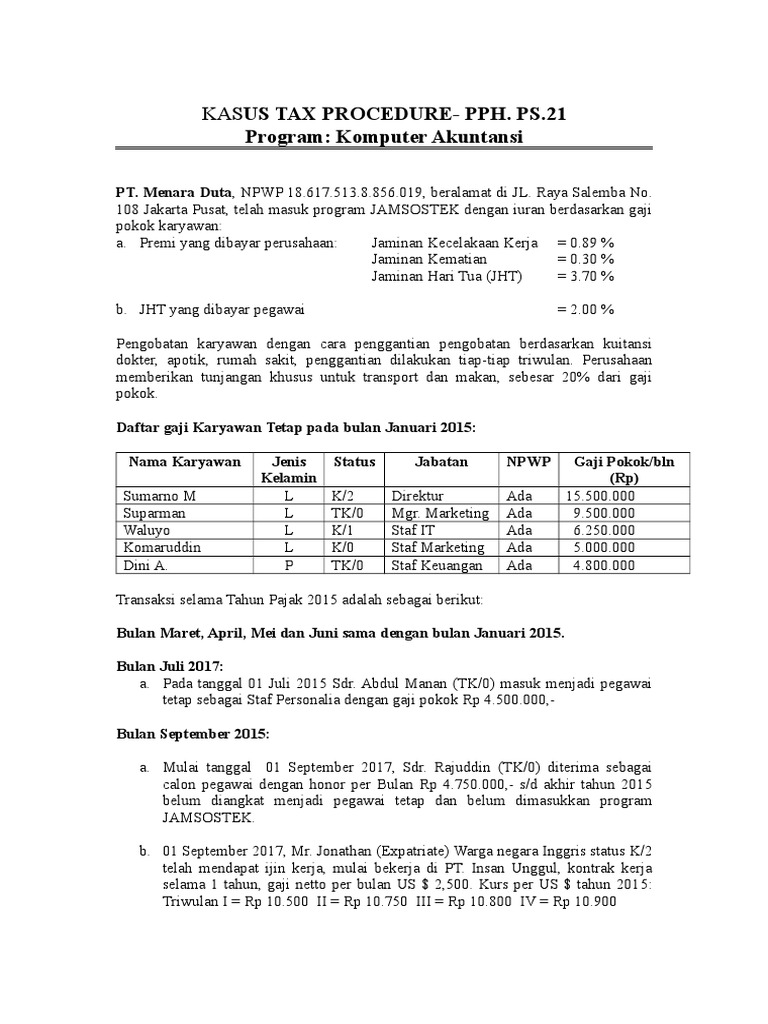 Kasus Tax Procedure-Pph Ps. 21 | PDF