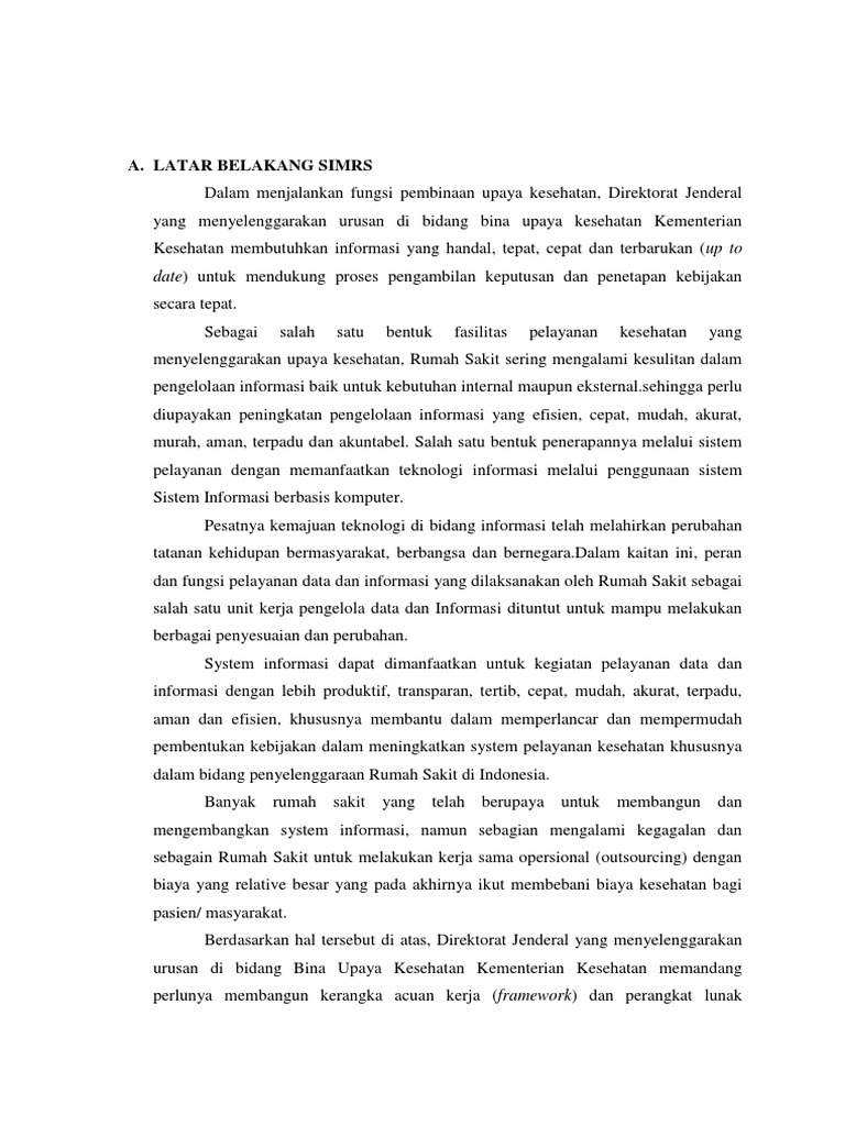 Latar Belakang Simrs | PDF