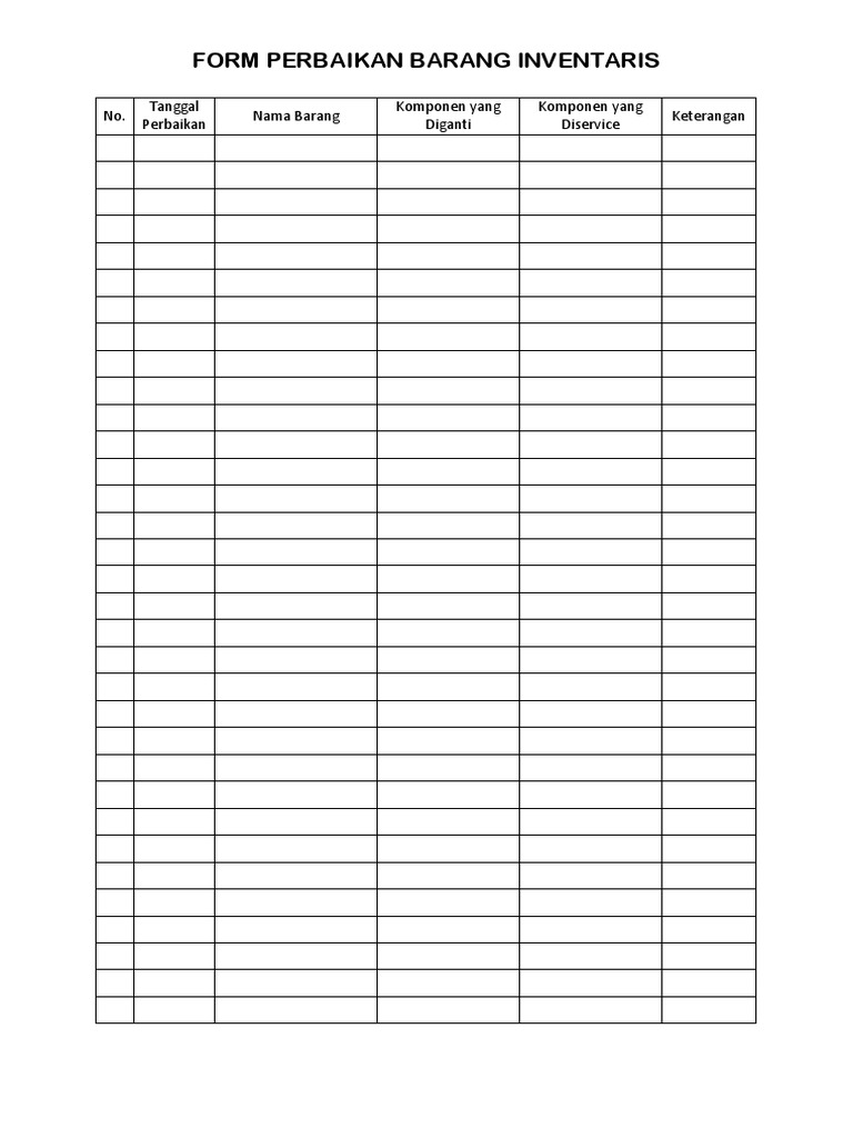 Form Perbaikan Barang Inventaris | PDF | Pengelolaan Keuangan & Uang ...
