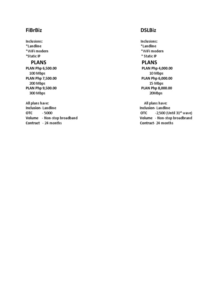 PLDT Plans | PDF | Wide Area Network | Computing