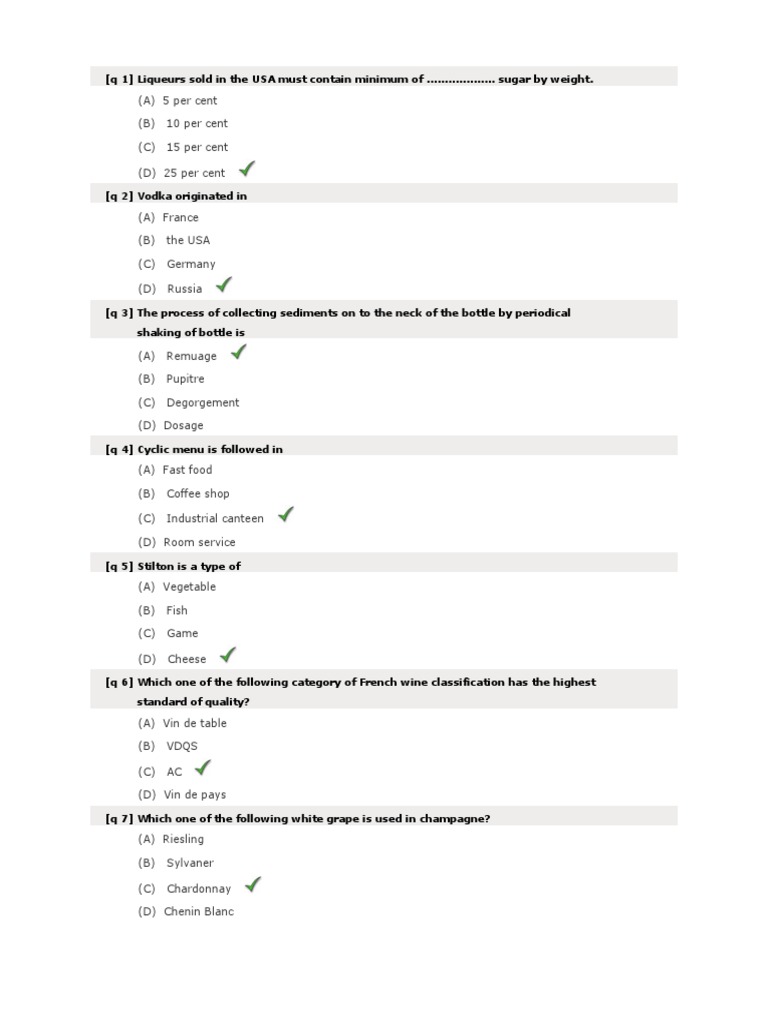 F&B Service Mixed | PDF | Alcoholic Drinks | Fermented Drinks