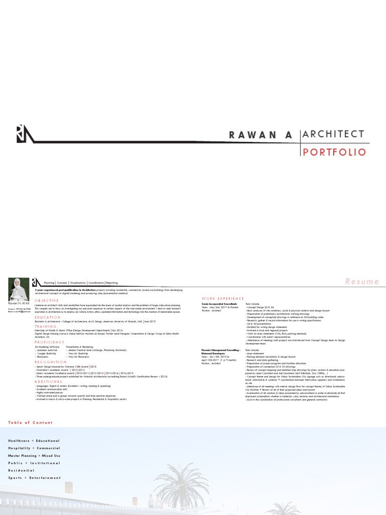 Rawan M. AlAli - Architect Portfolio | PDF | Architect | 3 D Computer ...