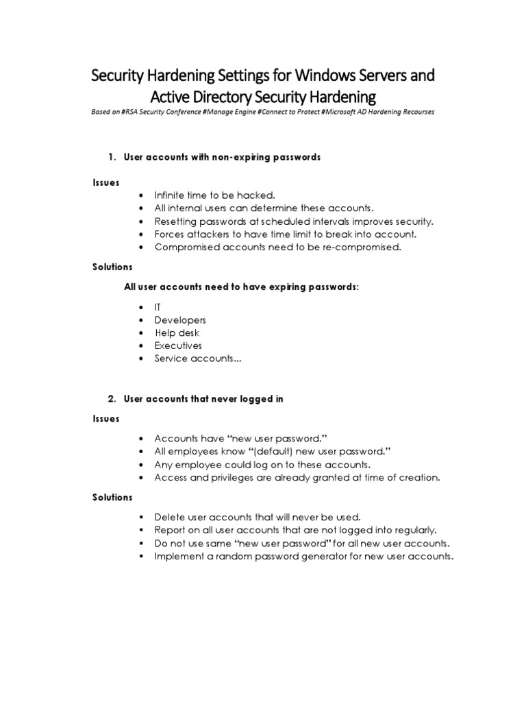 Security Hardening Settings For Windows Servers | PDF | Group Policy ...