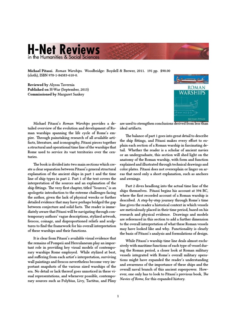 Michael Pitassi. Roman Warships. Woodbridge: Boydell & Brewer, 2011 ...