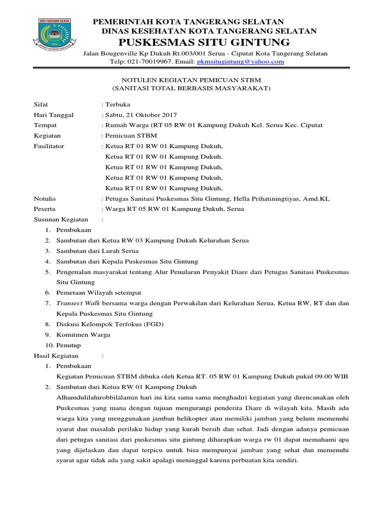 Notulen Pemicuan STBM di Serua | PDF