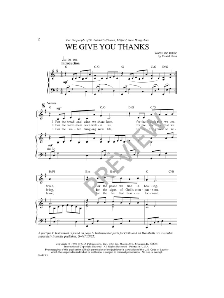 We Give You Thanks by David Haas | PDF