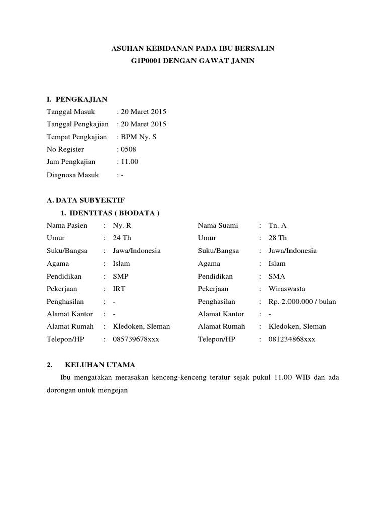 Askeb Kasus Gawat Janin | PDF | Pengembangan Diri | Kesehatan Holistik