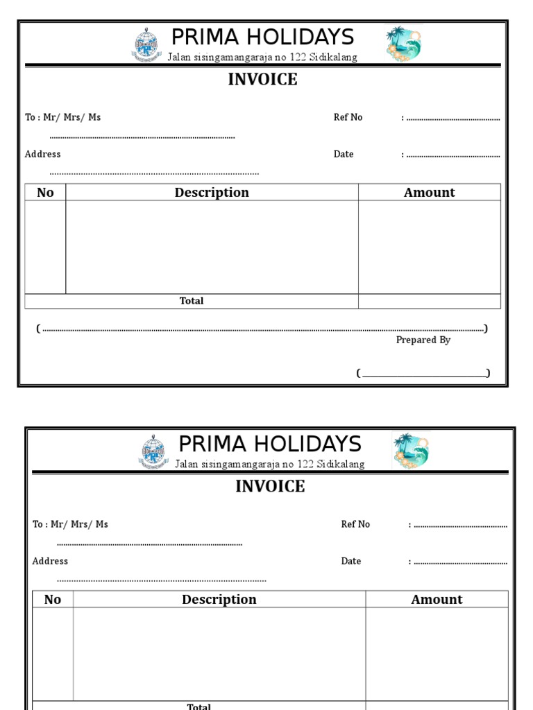Prima Holidays: Invoice | PDF