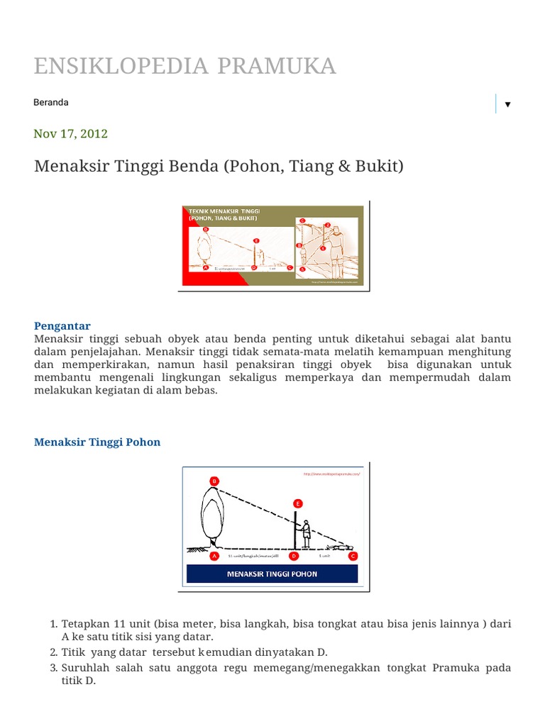 Menaksir Tinggi Benda dalam Pramuka | PDF | Metode & Bahan Ajar
