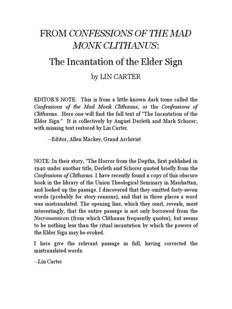 Elder Sign Incantation Revealed | PDF | H. P. Lovecraft | Cthulhu Mythos