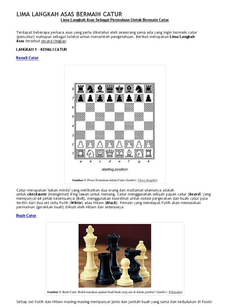 Lima Langkah Asas Bermain Catur | PDF