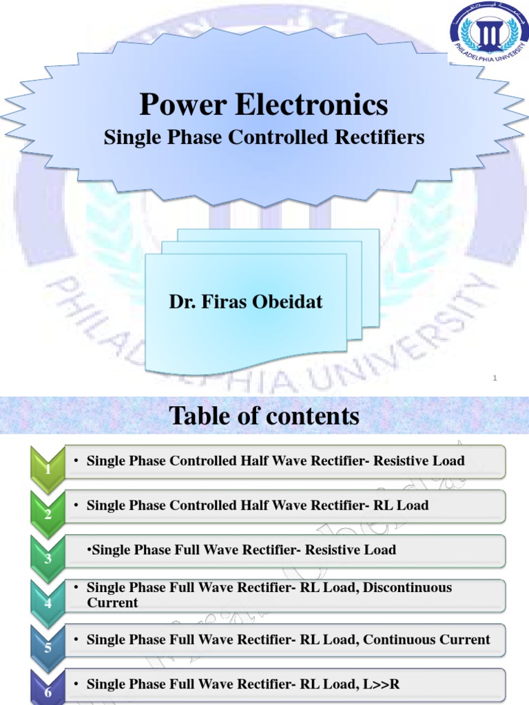 6 Single-Phase Controlled Rectifiers PDF | PDF | Rectifier | Root Mean Square