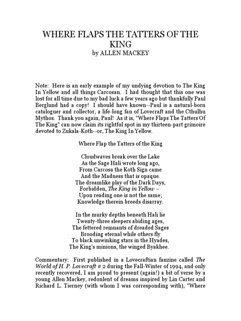 Where Flap The Tatters of The King by Allen Mackey | PDF