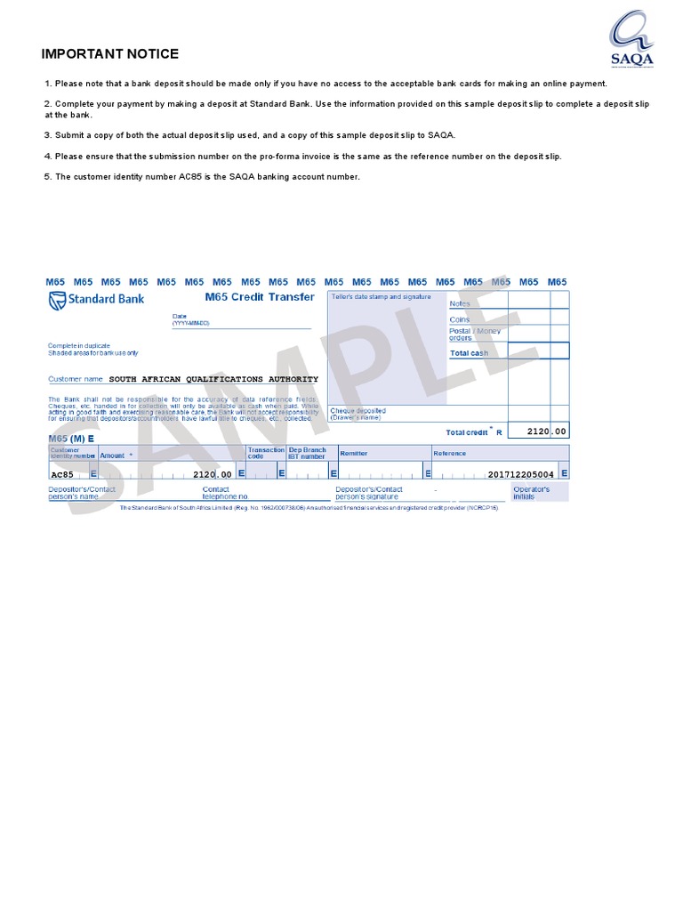 Sample Deposit Slip | Download Free PDF | Banking | Banks