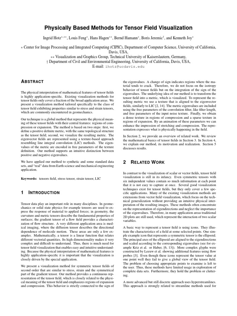 Physically Based Methods For Tensor Field Visualization | PDF | Eigenvalues And Eigenvectors ...