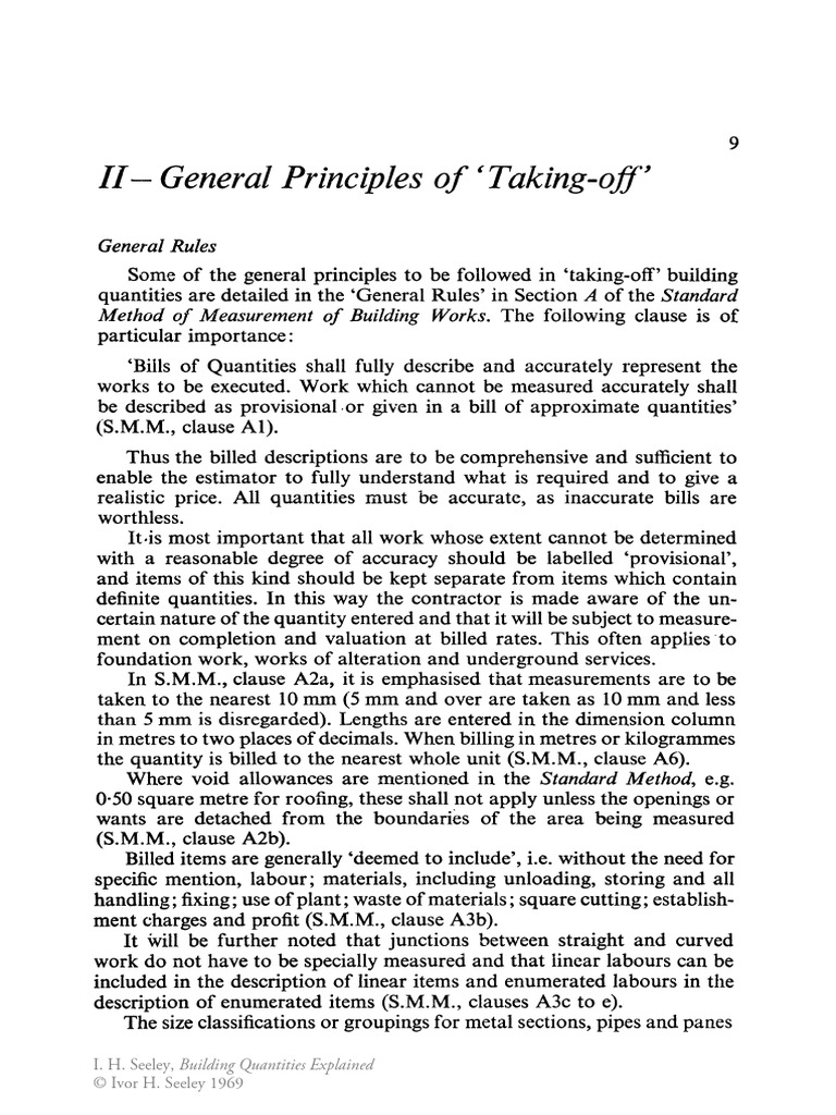 Taking Off Principles | PDF | Metre | Measurement