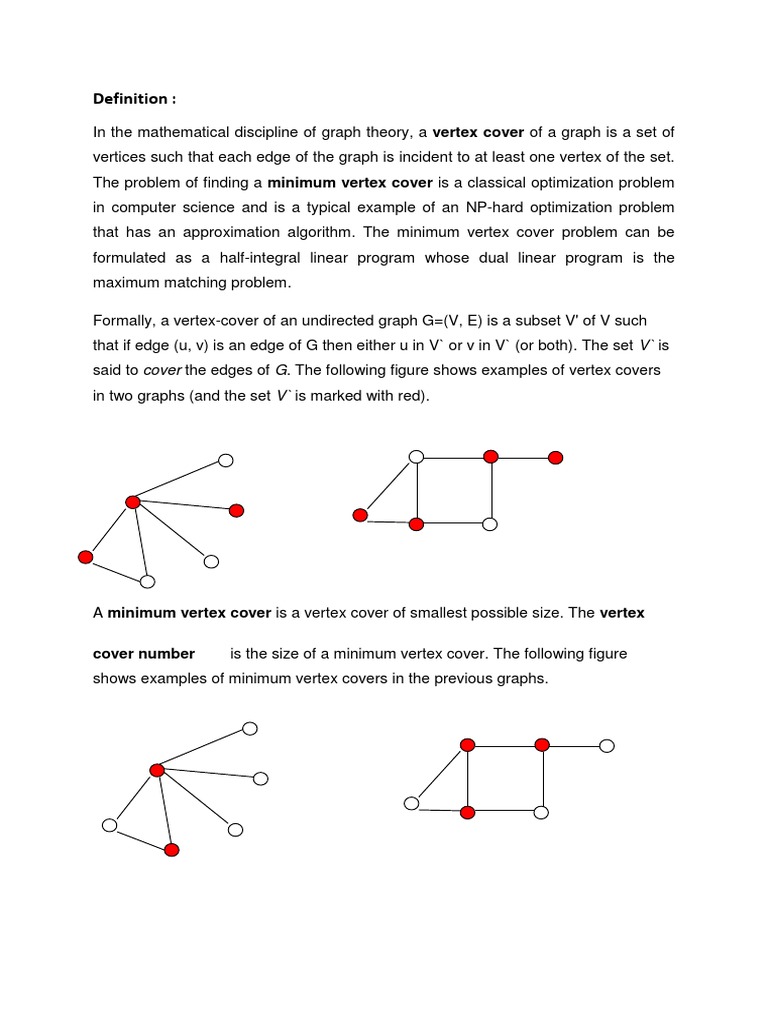 Minimum Vertex Cover Problem | PDF