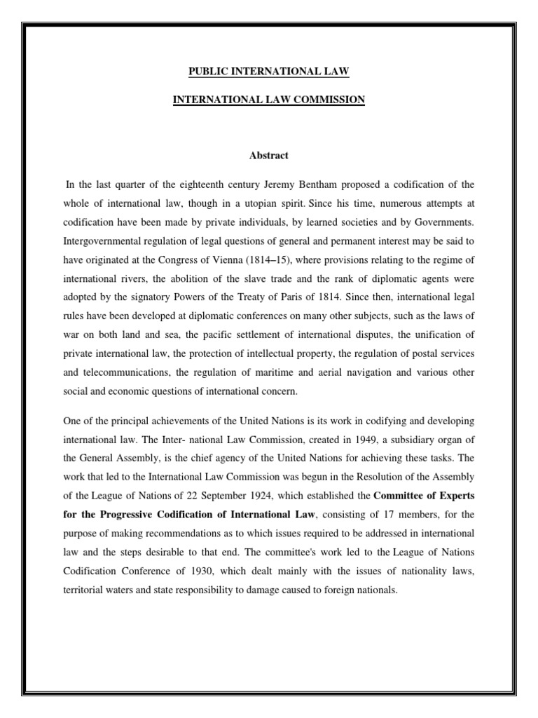 Public International Law International Law Commission | PDF | International Law | Codification (Law)