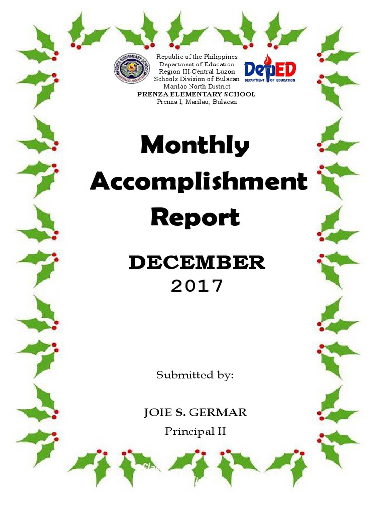 Monthly Accomplishment Report December 2017 | PDF
