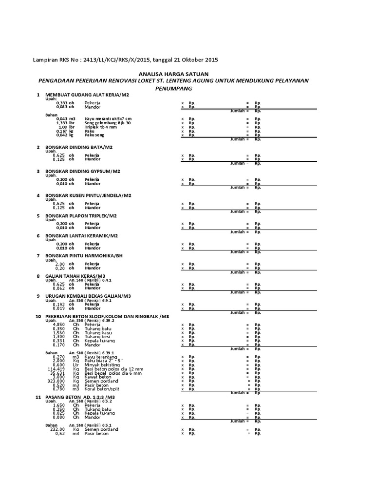 2413-Analisa Harga Satuan Lampiran Rks Renovasi Toilet - PDF Ok PDF | PDF 2413-Analisa Harga Satuan Lampiran Rks Renovasi Toilet - PDF Ok PDF | PDF