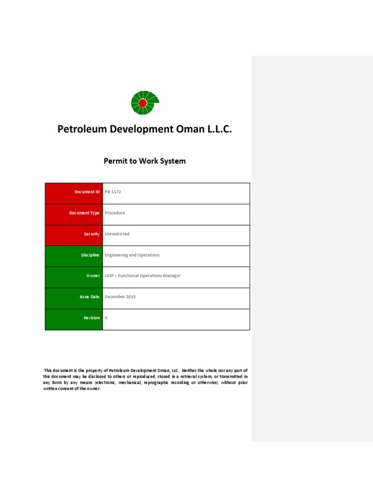 PDO Procedure for PTW.docx | License | Pipeline Transport
