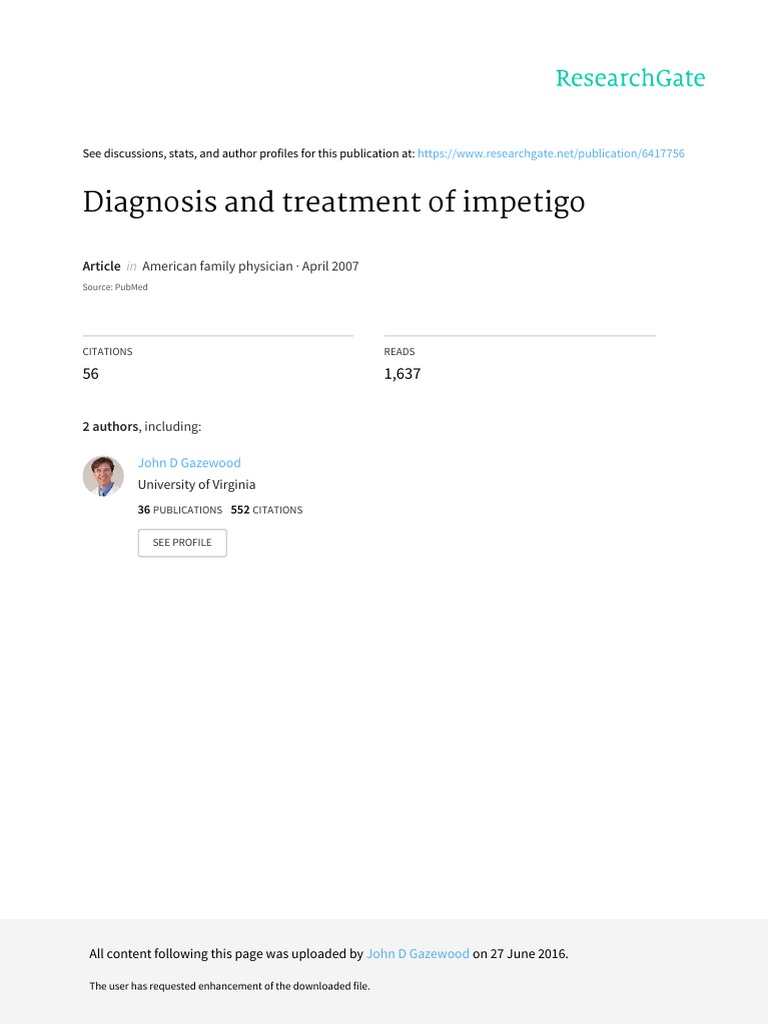 Diagnosis and Treatment of Impetigo: American Family Physician April ...
