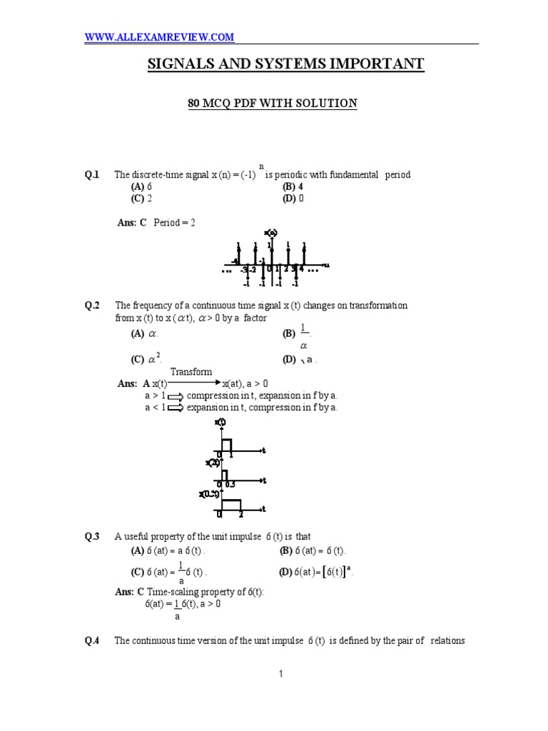 Signals and Systems MCQ Review | PDF | Harmonic Analysis | Fourier Analysis