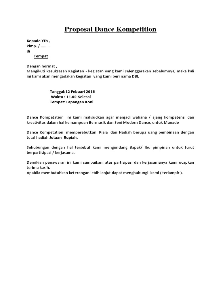 Contoh Proposal Festival Dance | PDF