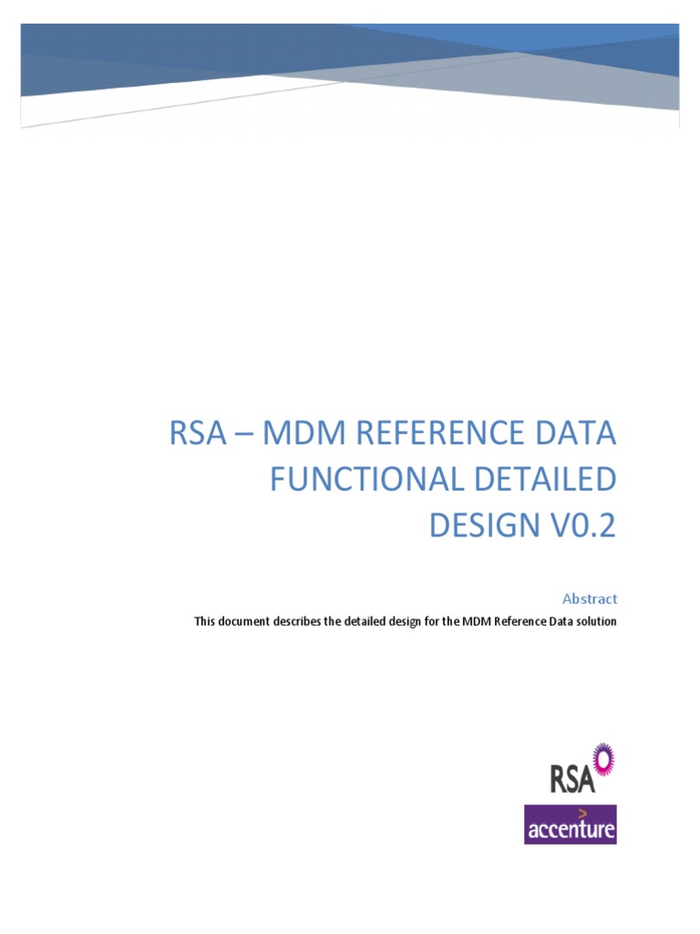 RSA - MDM Reference Data Functional Detailed Design v0 2 | PDF ...