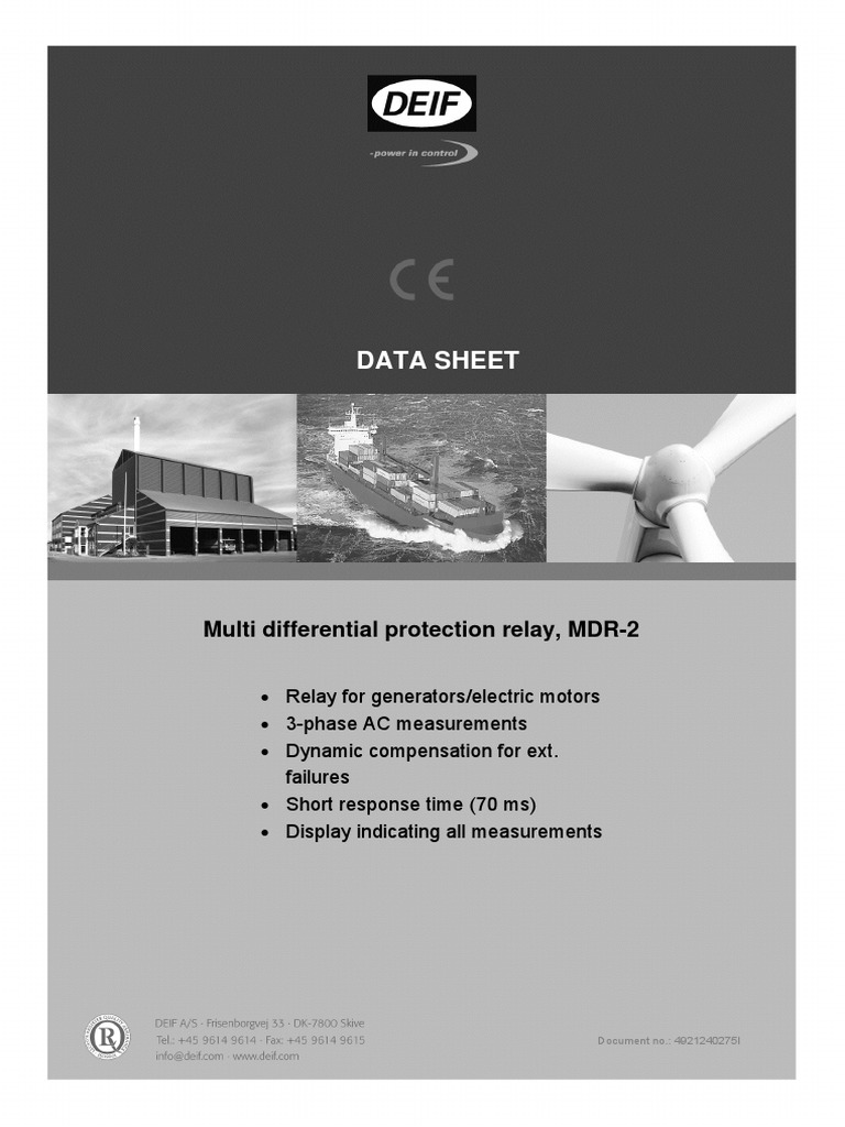 Generator Protection Differential (DEIF MDR-2) | PDF | Relay | Transformer