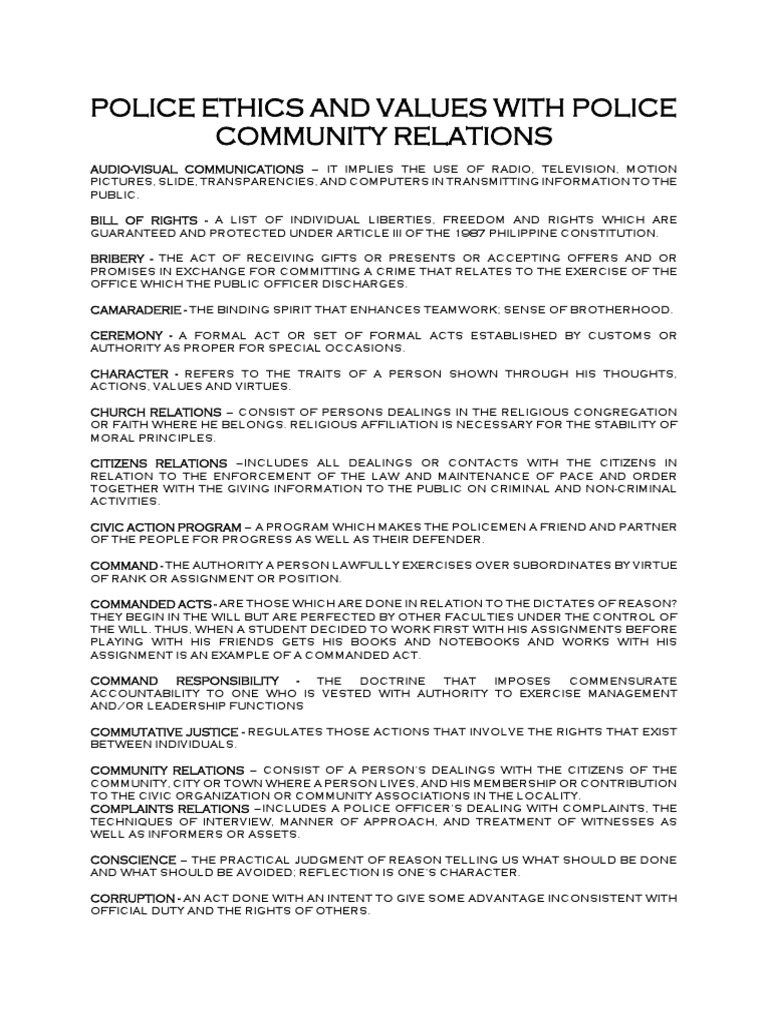 Police Ethics and Community Relations | PDF | Courage | Police