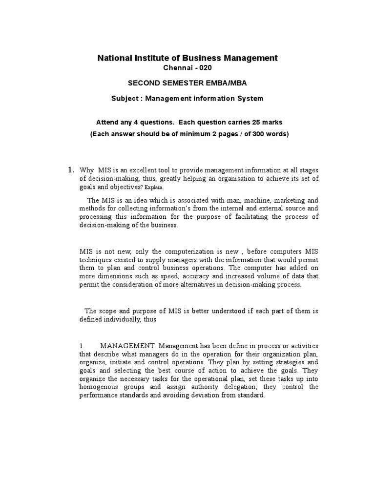 National Institute of Business Management: Chennai - 020 Second ...