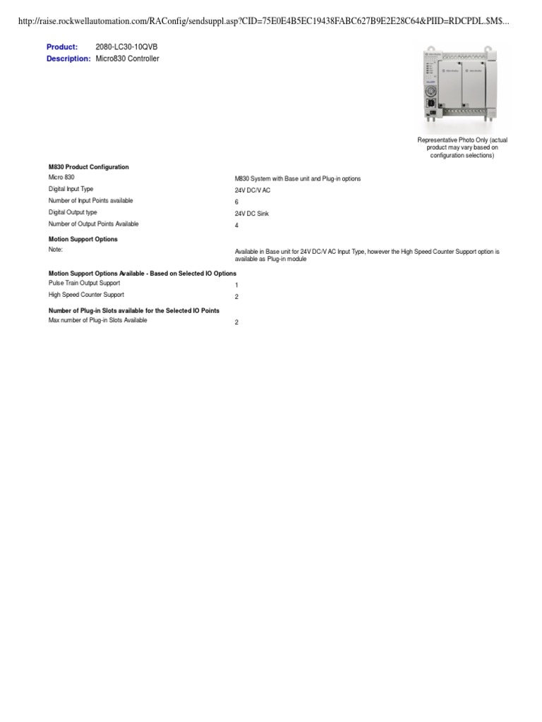 Micro830 Controller 2080 LC30 10QVB | PDF