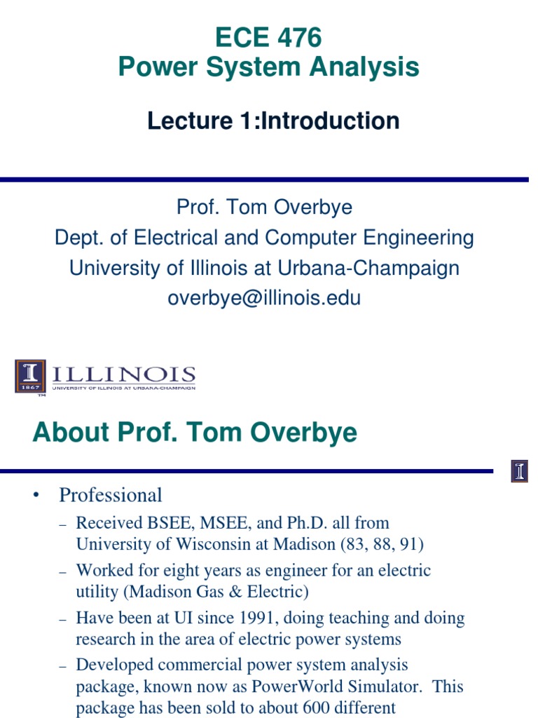 ECE 476 Power System Analysis: Lecture 1:introduction | PDF | Wind Power | Electric Power ...