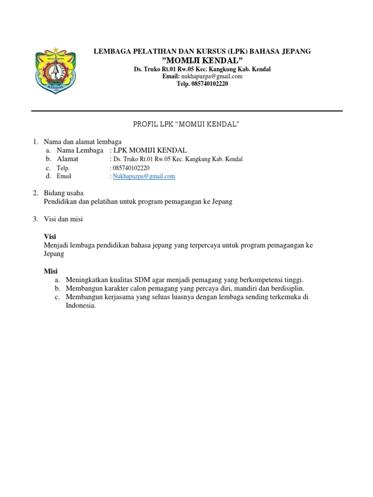 Profil LPK Momiji | PDF