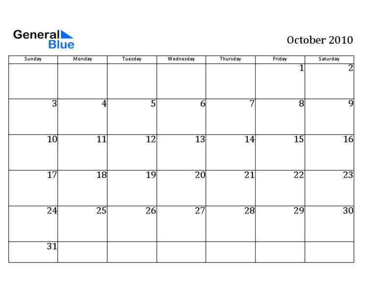 10 October 2010 Calendar Classic | PDF