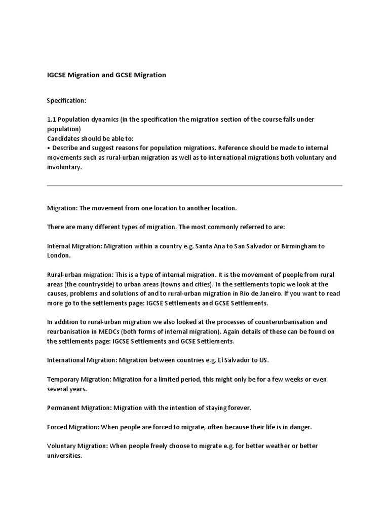 IGCSE Migration and GCSE Migration | PDF | Immigration | Refugee