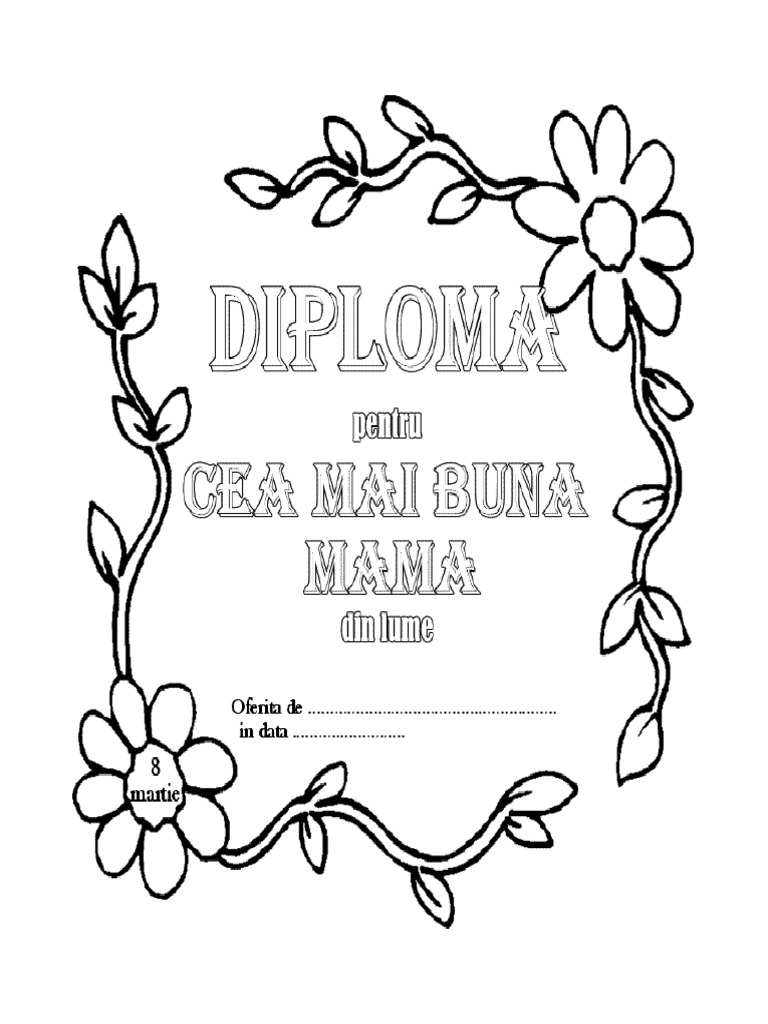 Diploma de Colorat Ziua Mamei | PDF