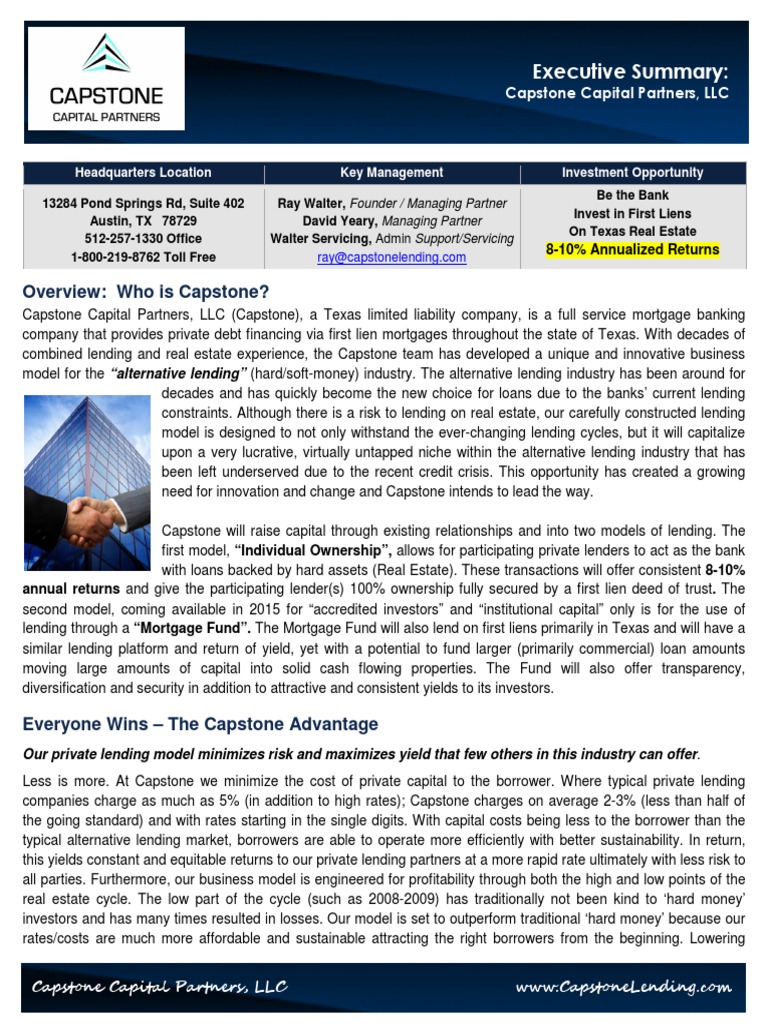 Capstone Executive Summary | PDF | Loan To Value Ratio | Loans